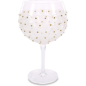 Pavilion Gift Company 24 Oz Hand Painted Large Glass Wine A Little Laugh A Lot-White Sparkle Swirl, Gold