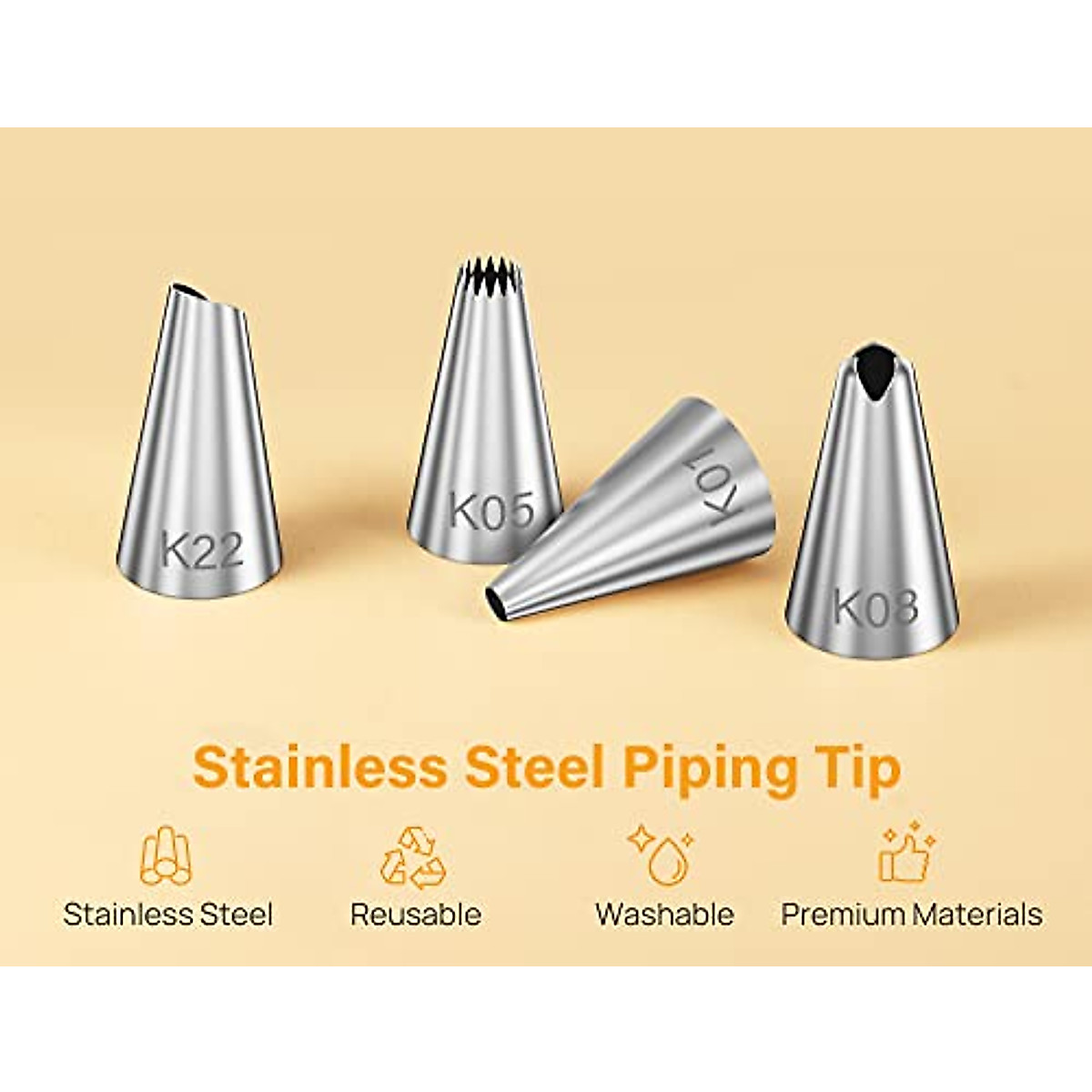 Kootek 42pcs Piping Bags and Tips Set, Cake Decorating Supplies Kits for Baking with 36 Numbered Frosting Icing Tips, 2 Reusable Pastry Bags, Easy Carry Storage Box and Other Baking Tools