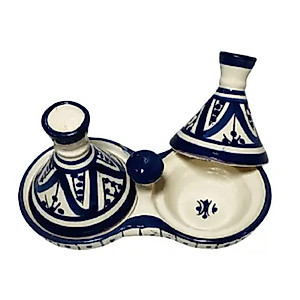 GGE "MELH BLUE" TAGINE Multi-Purpose SALT & PEPPER SMALL Moroccan Tajine