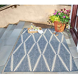 Erin Gates by Momeni River Beacon Denim Hand Woven Indoor Outdoor Area Rug 2' X 3'