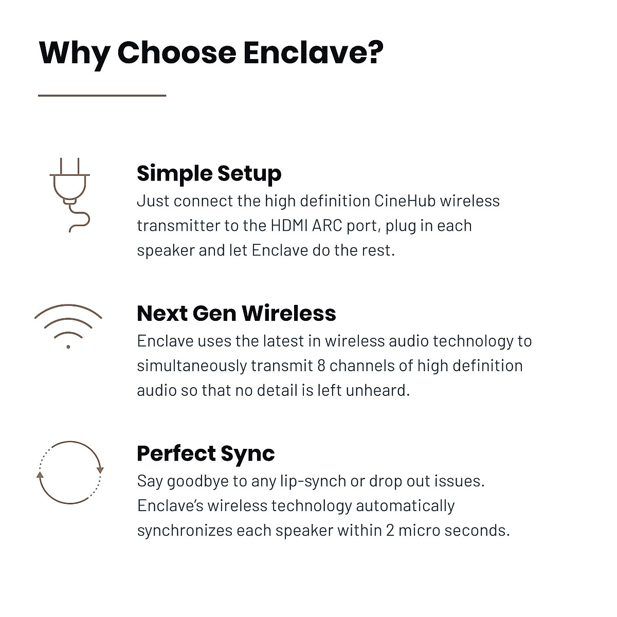 Enclave CineHome PRO - 5.1 Wireless Plug and Play Home Theater Surround Sound System - THX, Dolby, DTS WiSA Certified - includes 5 Active Wireless Speakers, 10-inch Subwoofer & CineHub Transmitter