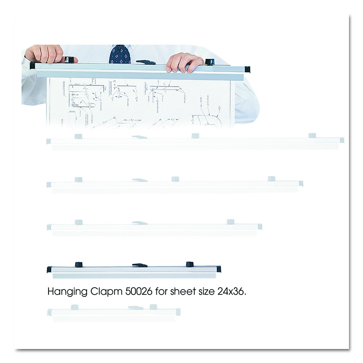 Safco Products 50026 24" Hanging Clamps for 24" x 36" Sheets, Gray