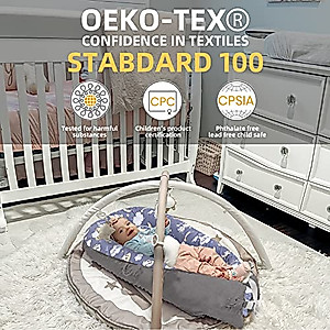 Hiseeme Baby nest Pillow for co-Sleeping，Baby Lounger for Newborn with Pillow，Breathable Natural 100% Cotton Portable Adjustable Newborn Essentials, Baby Nest Sleeper (Midnight Purple)