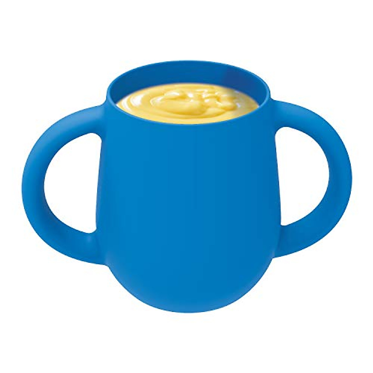 Silicone Training Cup for Infants and Toddlers - Heat Resistant, Two Handled Open Cup Safe for Baby | Helps Infant Develop Independent Drinking Skills Fast (Blue)