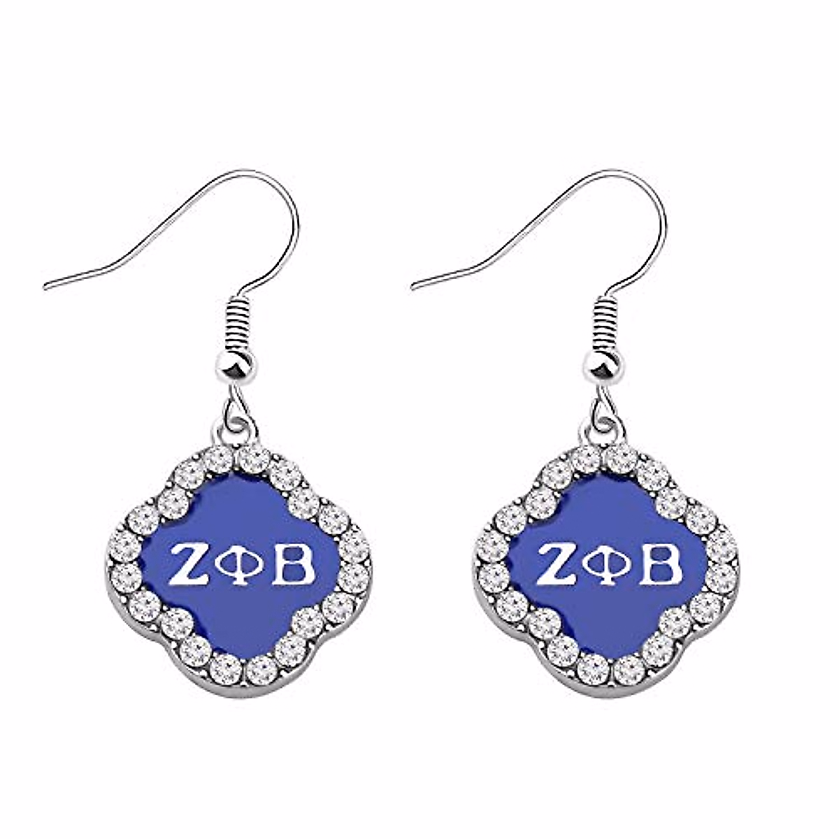 BAUNA Sorority Jewelry Rhinestone Earring Beaded Bracelet Zeta Greek Gift Women Necklace (Rhinestone Earring)