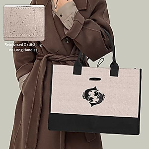 Aricsen Reusable Personalized Jute Gift Canvas Tote Bag for Women Handbags with Handles, Friends Mother Sister Daughter Birthday, Travel Bridesmaid Beach Grocery Shopping (Pisces, Large)