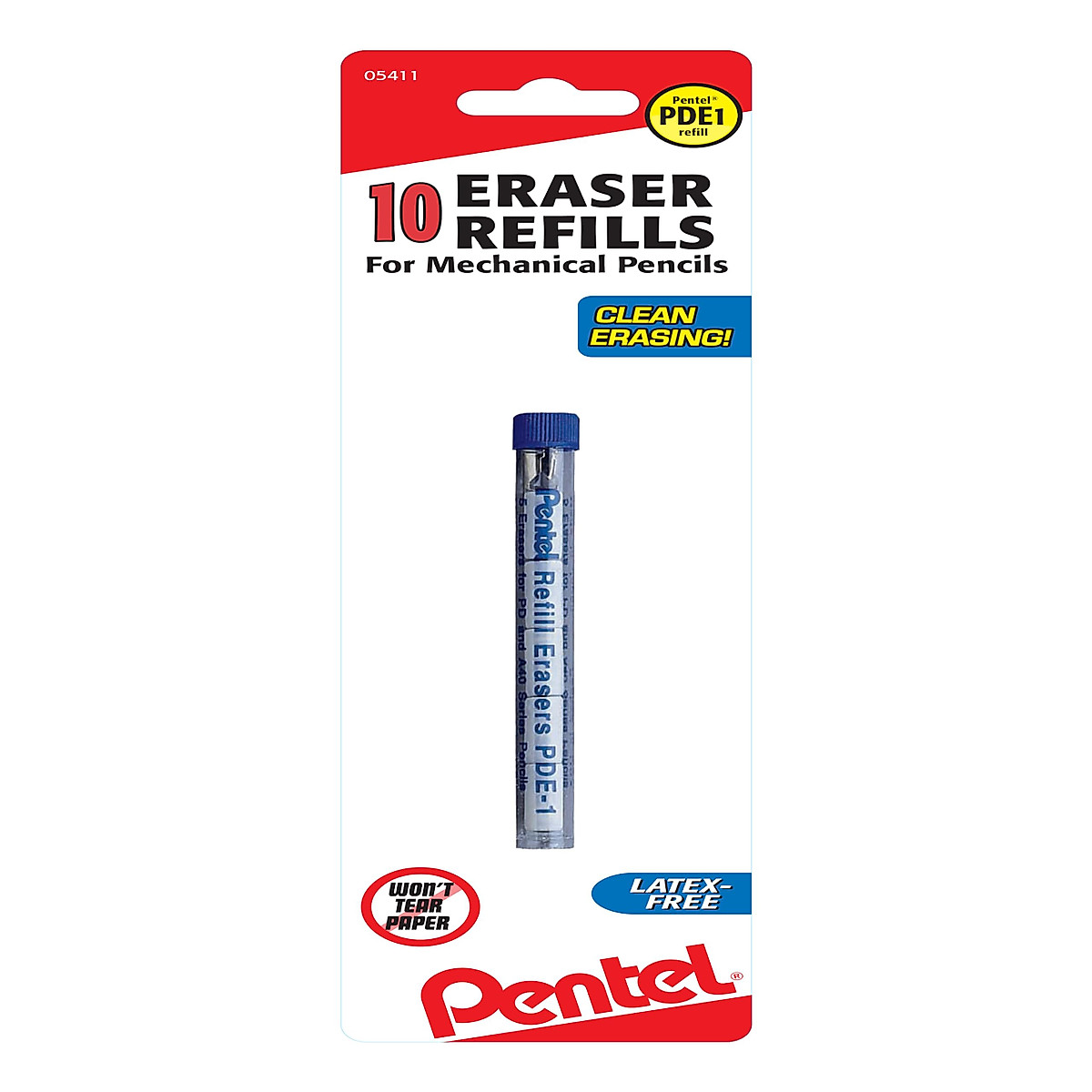 Pentel PDE1BP2 Refill Eraser for AL, AX and PD Pencil Series 5 pieces per Tube, (2x tubes) White