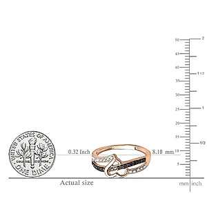 Dazzlingrock Collection Round 0.15 Carat Black & White Diamond Heart Promise Engagment Ring for Women in 10K Solid Rose Gold Size 9