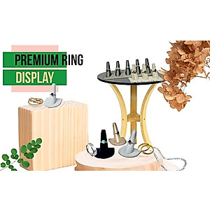 RJ Displays 2 Piece Pack Plush Black Velvet Ring Finger Jewelry Holder Showcase Display Stands to Display Rings Wedding Rings