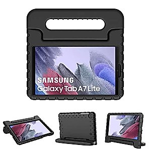 CCambro Kids Case for Samsung Galaxy Tab A7 Lite 8.7" SM-T220/SM-T225/SM-T227 2021 Tablet Kids Friendly Shockproof Case Lightweight Durable Foam Cover with Convenient Foldable Handle Stand, Black