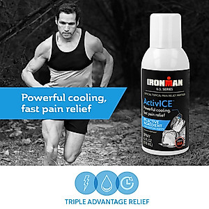 Curad IRONMAN ActivICE Cooling Spray, Topical Pain Relief for Arthritis, Joint, Muscle, Back & Body Aches & Pain, 4 oz (1 count)