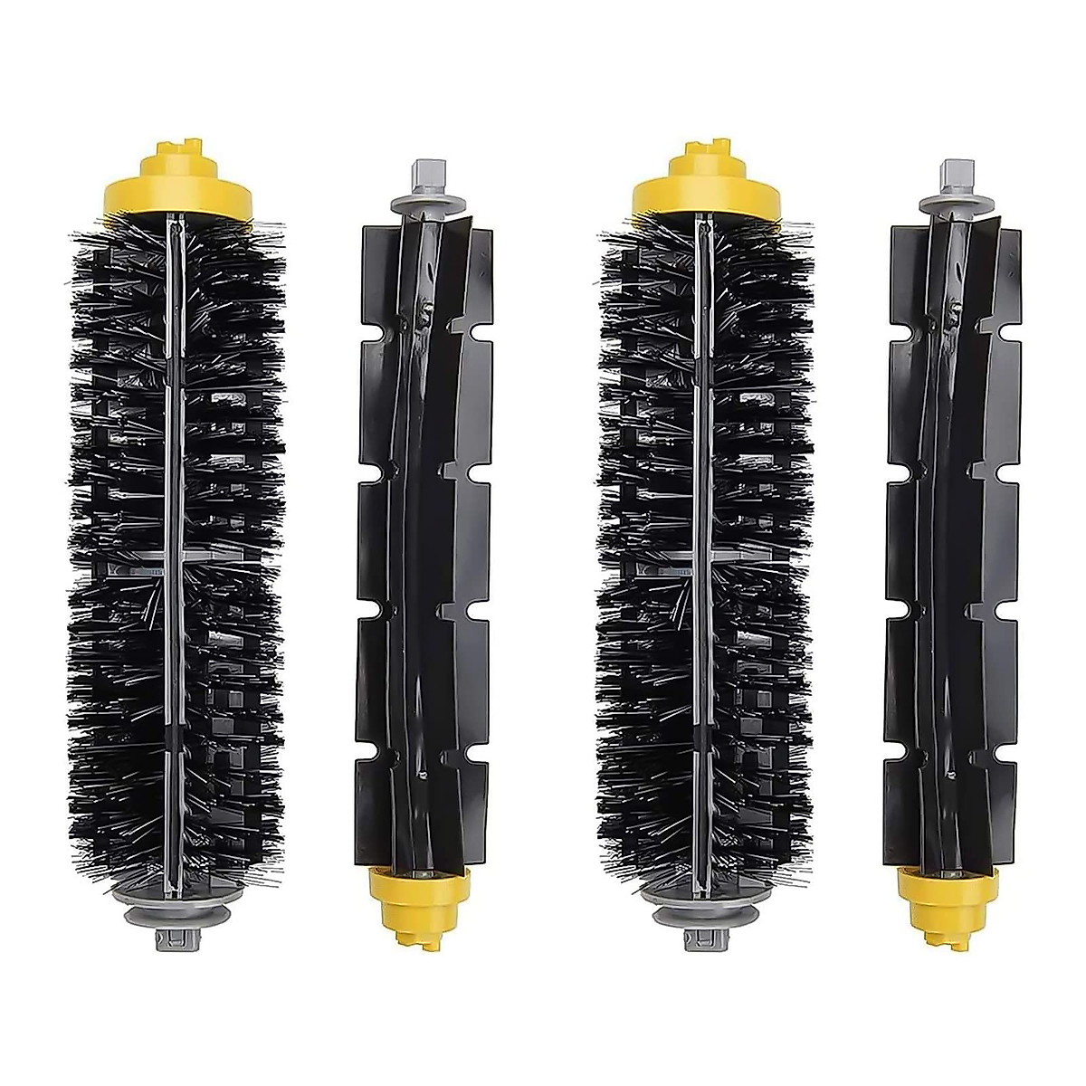 Garbage fighter Replacement Parts for iRobot Roomba 600 Series 690 980 670 660 651 650 630 614 595 585 564 552, 2 Pairs Bristle and Flexible Beater Brush, Vacuum Cleaner Kit