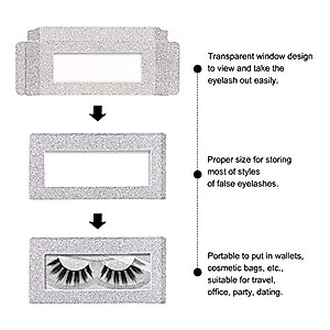 MAGEFY 30 Pieces Eyelashes Packaging Box, Empty Eyelash Boxes Lash Box Packaging Glitter Paper Eyelash Storage Box Soft Paper Lash Case (Silver)