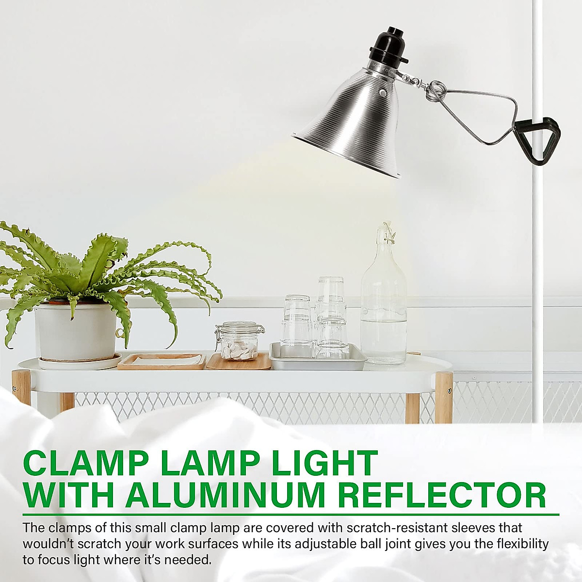 Simple Deluxe Clamp Lamp Light Socket with 5.5 Inch Aluminum Reflector, Suit for Max 60 Watt Lamp (No Bulb Included) with 18/2-Gauge 6 Feet Cord, 4 Pack,Silver