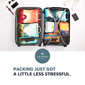 Packing Cubes for Travel-Extra Large Luggage Organizers 7 Piece Set-Ultralight, Expandable/Compression Bags for Clothes by TRIPPED Travel Gear (National Parks)