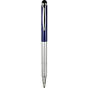 Zebra Pen StylusPen Telescopic Ballpoint Pen, Medium Point, 1.0mm, Black Ink, Grey and Navy Barrels, 2-Count