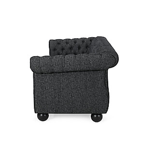 Christopher Knight Home Farhar Sofas, 84.5 "W x 34 "D x 27.5 "H, Black Textured Tweed + Matte Black