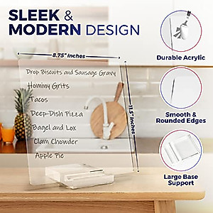 Acrylic Dry Erase Board for Desk - 11.5" x 8.75" Acrylic White Board Memo Tablet with Acrylic Base, 1 x White Marker, and 1 x Black Marker for Office, Home, and School