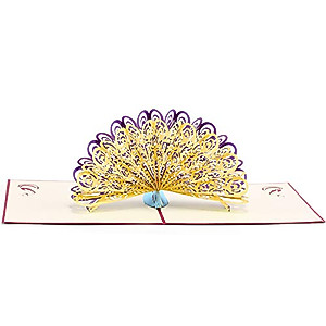 Paper Spiritz Peacock Pop up Cards Birthday, Mother's Day Cards, Anniversary Thank You Card for Husband Daughter Wife, Handmade Graduation Sympathy Blank Card, Laser Cut with Envelopes All Occasion