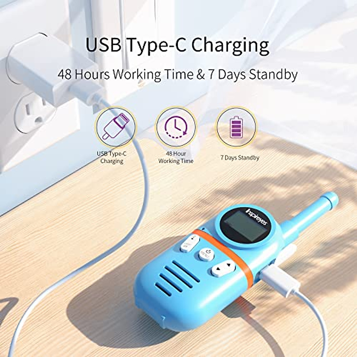 Walkie Talkies for Kids Rechargeable, 48 Hours Working Time 3 Miles Range 22 Channels 2 Way Radio, Birthday Gifts for Boys Girls, Family Games Outdoor Hiking Camping,3-12 Years Old Toys 3 Pack