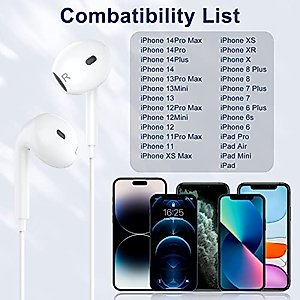 2 Pack Earbuds for iPhone Headphones Wired,Earphones with Lightning Connector (Built-in Microphone & Volume Control)【MFi Certified】Noise Isolating Headsets for iPhone 14/13/12/11/XR/XS/X/8