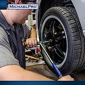 MichaelPro MP001002 Click Through Torque Wrench - 1/2 Inch Dr with 3 Sockets (11/16", 3/4", 13/16" / 17-19-21 mm) with Precise Micro Adjustment - 2in1 with Lug Wrench for Automotive and Changing Tires
