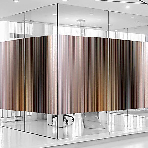 Caramel Chocolate Window Privacy Film Stained Glass Opaque Non-Adhesive Frosted Cling Glass Film Removable for Bathroom Shower Door Frosted Colorful Vertical Lines Colorful 17.7Wx23.6L-inch x2 Pcs