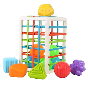 Ingooood Baby Sensory Bin Shape Sorting Toys Preschool Toys & Early Development Activity Toys for Babies and Toddlers Ages 10 Months and Up (12pcs)