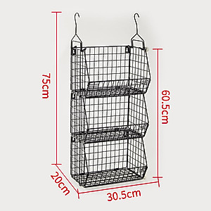 QNLALZM 3 Tier Hanging Foldable Wire Baskets Closet Organizer Clothes Shelves Countertop Caddy Bin Wall Mount Shelf Wire Storage Basket Bins for Clothing Handbags Snacks Drinks Fruits