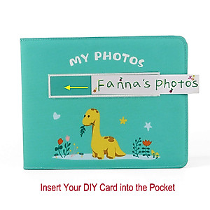 Baby's My First Photo Album of Dinosaur Theme, Soft Cloth Photo Album with Color Pages for 10 Pictures 4x6 inch