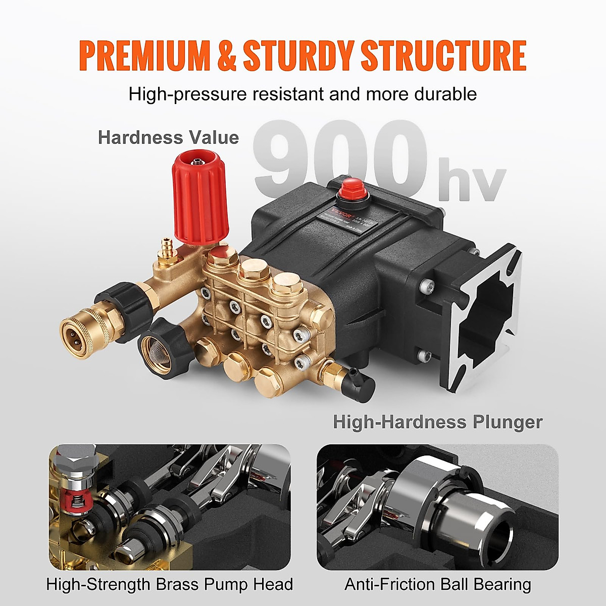 VEVOR Horizontal Triplex Pressure Washer Pump, 3/4" Shaft, 3300 PSI, 3.0 GPM, Replacement Power Washer Pumps Kit, Parts Washer Pump, Compatible with Simpson MorFlex Models 40224, 40225, 40226 etc.