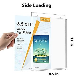 MaxGear 12 Pack Wall Mount Sign Holder 8.5 x 11, Clear Plastic Picture Frames Bonus with Mounting Screws, Wall Sign Holder Door Sign Holder Document Holder Perfect for Home, Office, Store-Vertical