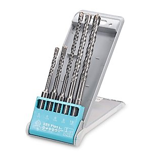 Navaris SDS Plus Drill Bit Set - Steel Drill Bits for Masonry, Concrete, Brick SDS Plus Hammer Drill Power Tool - SDS Plus Drill Bits - 5pcs