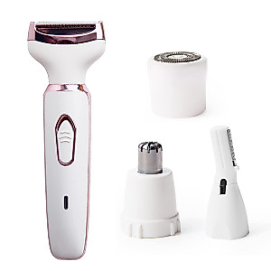 Electric Razor for Women,Hair Trimmer for Face Nose Eyebrow Beard Mustache Arm Leg Armpit Bikini,Painless Rechargeable Portable 4 in 1 Womens Body Shavers Set