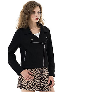 Apperloth A Women’s Solid Long Sleeve Faux Suede Motorcycle Jackets Zipper Short Coats