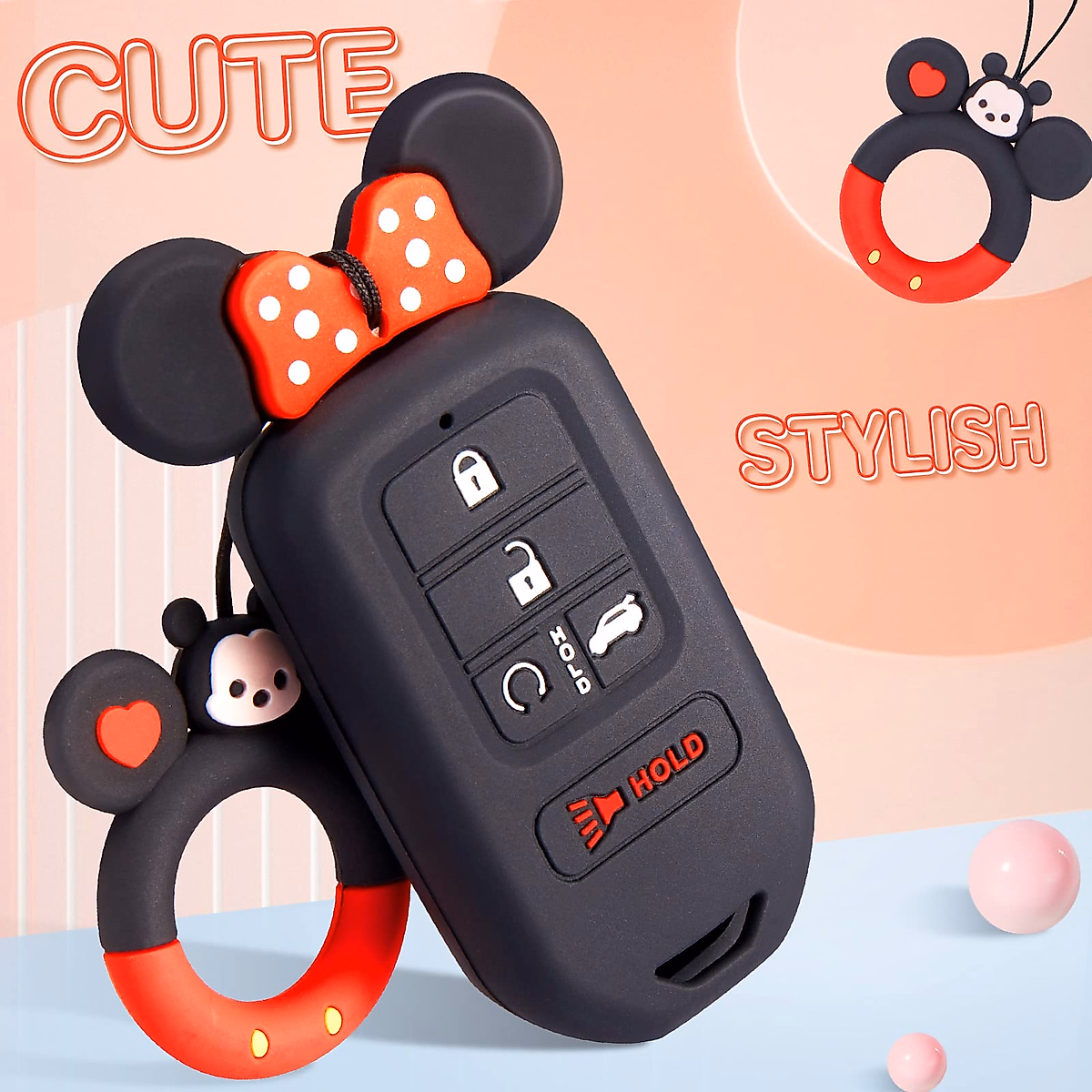 Akkya for Honda Key Fob Cover Keychain Accessories 0216