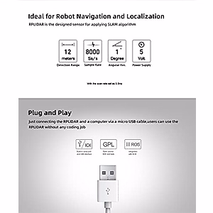 youyeetoo RPLIDAR A2M12 360 Degree Lidar Scanner 12Meter(39ft) Measuring Distance, 16000 Hz Sampling Frequency Compatible with A2 Previous SDK