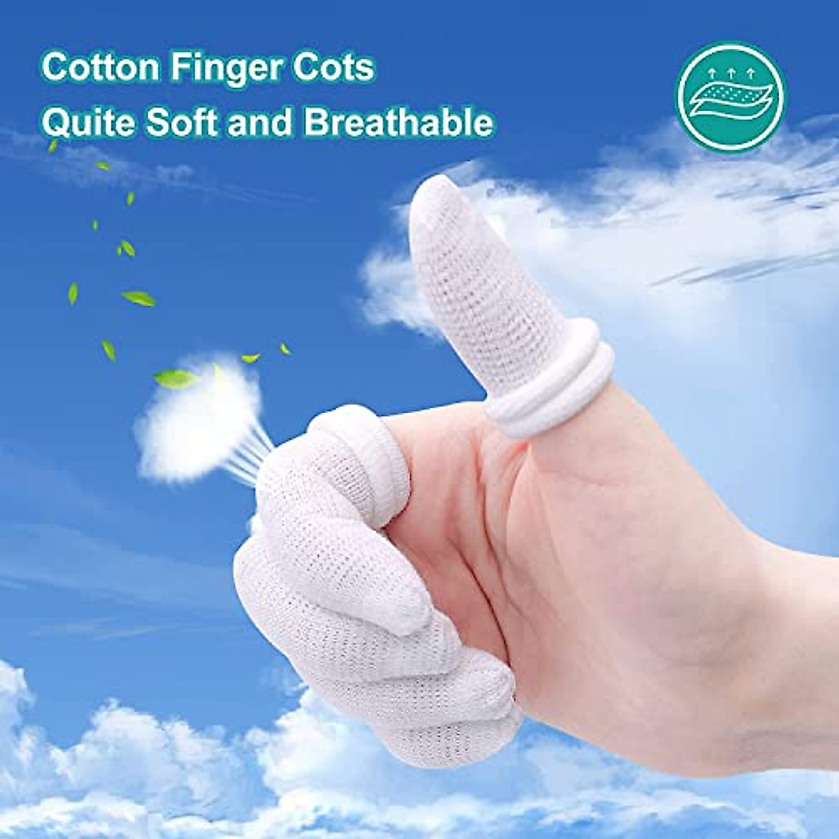 Dimora 60Pcs Finger Bandage Cotton-Made Elastic Bandages Breathable Finger Cots for Wounds, Ideal Finger Glove for Scald Protection, Cargo handling, Gardening Work, Sports and Fitness
