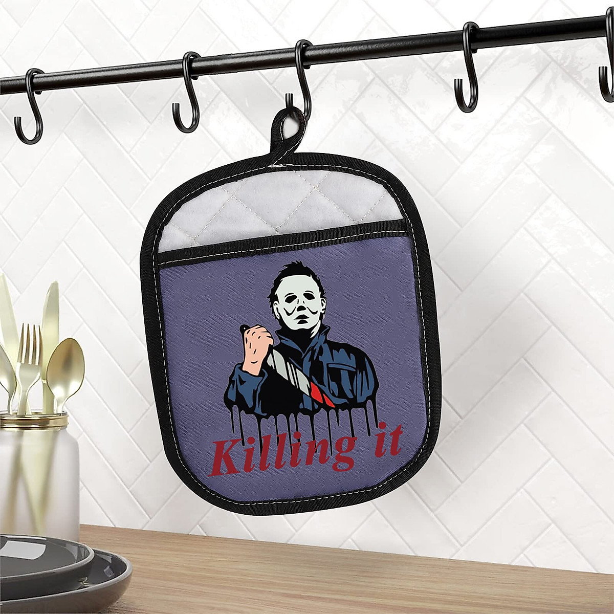 WZMPA Horror Movie Pot Holders Killer Fans Gift Killing It Kitchen Baking Glove for Film Fans (Killing It Holder)