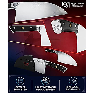 Dalstrong Serbian Chef Knife - 8 inch - Meat Cleaver - Shogun Series ELITE - Japanese AUS-10V Super Steel Kitchen Knife - G10 Handle - Sheath Included