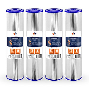 Aquaboon Whole House Sediment Water Filter - 4.5 x 20 Water Filter - 5 Micron Pleated Whole House Water Filter Cartridge Compatible w/AquaPure AP810 2, Pentek ECP5-BB, Hydronix SPC-45-1005 (4 Pack)