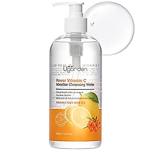 UGARDEN Power Vitamin C Micellar Cleansing Water, pH5.5 Rinse-Free Perfect Facial Makeup Remover, Hydrates & Brighten Skin, Dermatology Tested for Sensitive Skin, 16.9 fl.oz.
