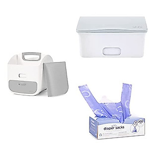 Ubbi Easy Diaper Changes at Home, Diaper Caddy, Wipes Dispenser, Diaper Sacks