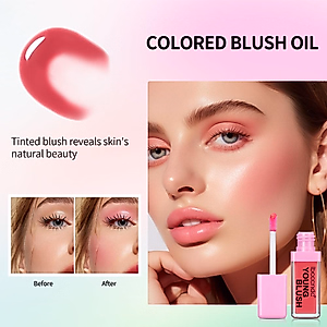 2PCS Color Changing Blush Oil - Reacts to Skin's Natural pH for Your Instant Perfect Shade, with Blendable Formula - Liquid Blush for Cheeks, Vegan & Cruelty-Free
