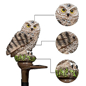 YESHAN Solar Figurine Light, 2 Pack Owl Solar Lights with Stake,Cute Owl Led Lights for Lawn Yard Patio Pathway Decor (Brown)…