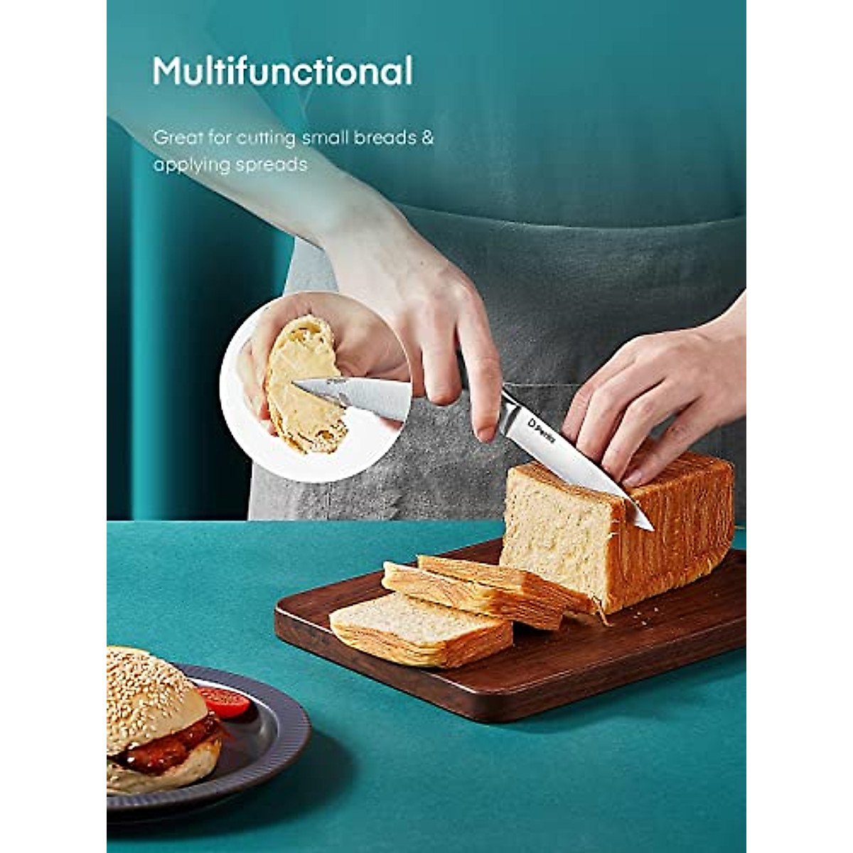 D.Perlla Steak Knives, Micro Serrated Steak Knife Set of 8, High Carbon Stainless Steel Steak Knives Set, Elegant Sharp Kitchen Steak Knife Set, Silver