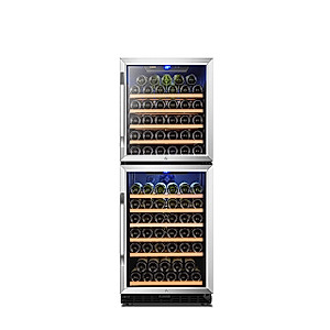 Lanbo Built-in Dual Zone Wine Cooler with Double-Layer Glass Door, 133 Bottle