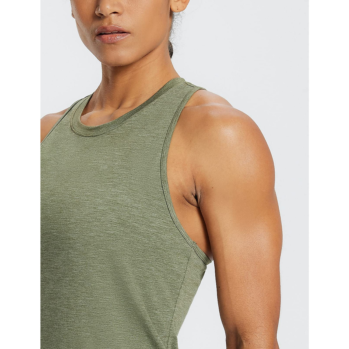 BALEAF Women's Workout Tank Tops Racerback Athletic Running Muscle Tank Gym Tennis Shirts Exercise Fitness Heather Green M