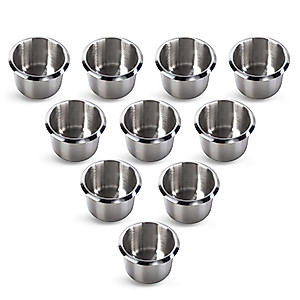 GSE Games & Sports Expert Stainless Steel Cup Holder, Drop-in Cup Holder for Casino Poker Tables, Work Desks, Boats, RVs, Cars & Trucks (10-Pack)