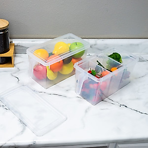 7Penn Divided Food Storage Containers 2pk - 2gal Air Tight 3 Compartment Veggie Tray - Handled Salad Bar Containers for Fridge with Lid - Square Produce Storage Bin Food Prep Container for Snacks